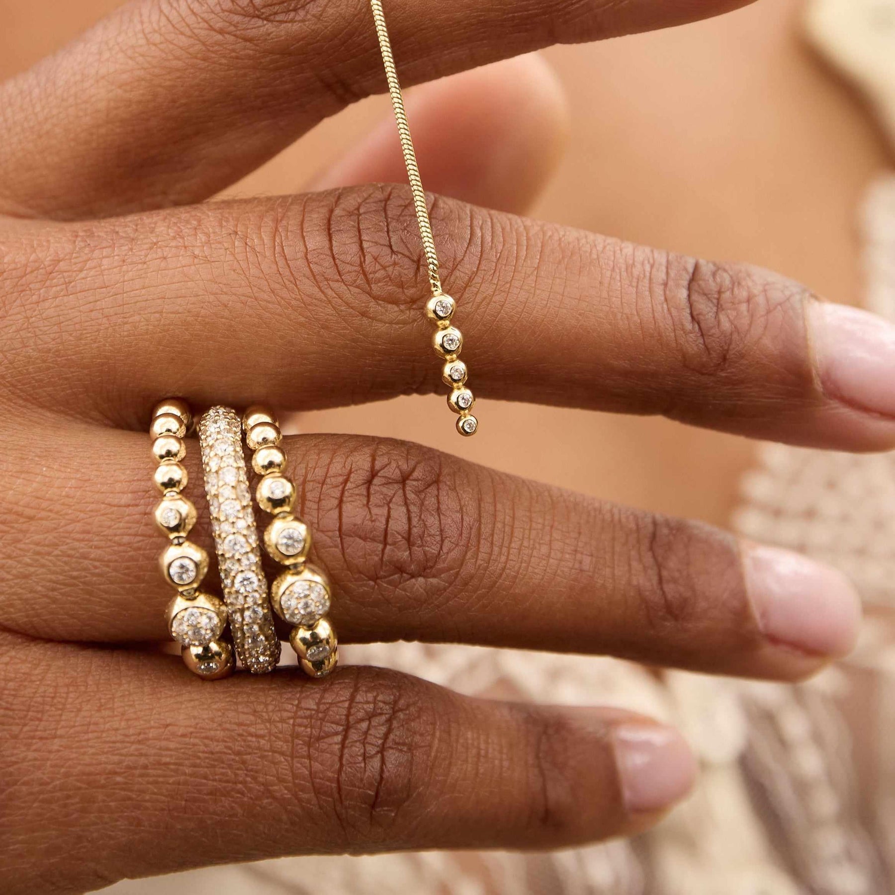Beaded Bubbles Stack Ring