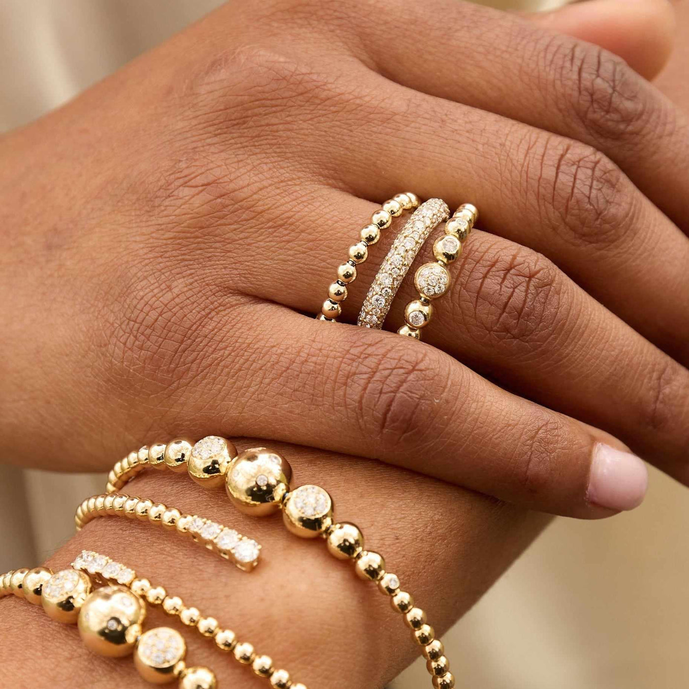 Beaded Bubbles Stack Ring