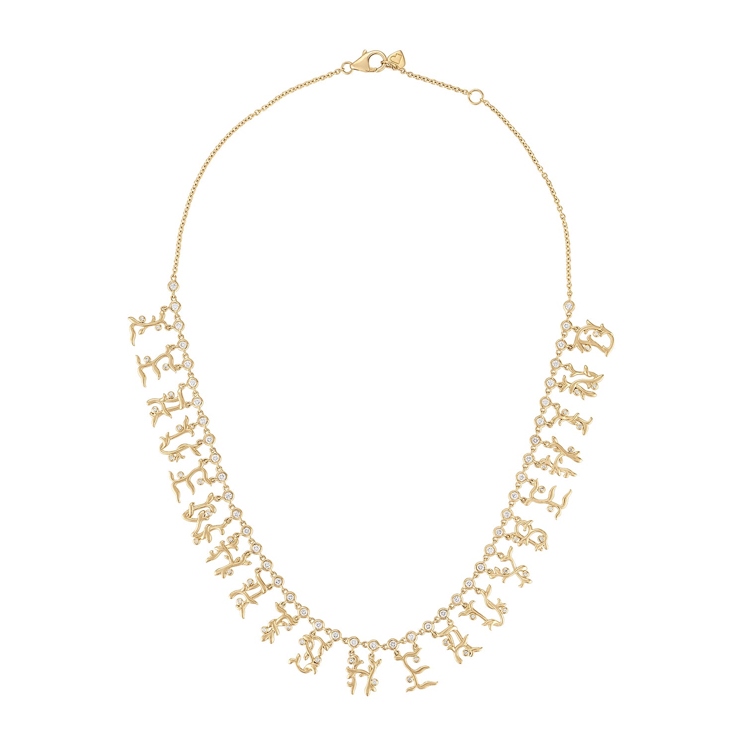 Golden Vine Diamond Letter Collar Necklace - Eden Presley
