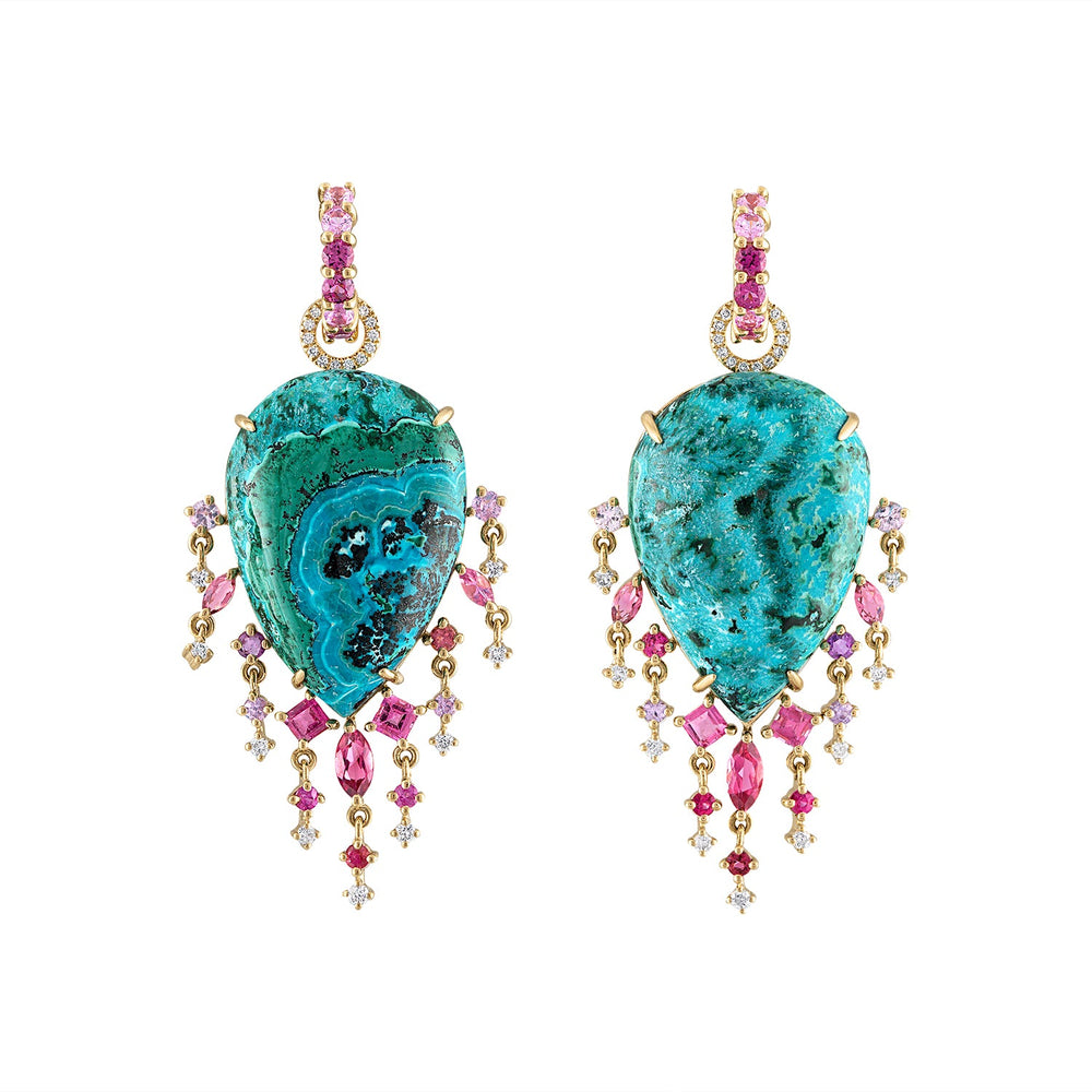 Chrysocolla Pinks Fringe Drop Earrings